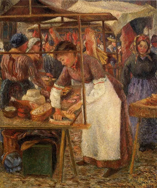 Camille Pissarro The Pork Butcher Oil Painting - CamillePissarroArt.org